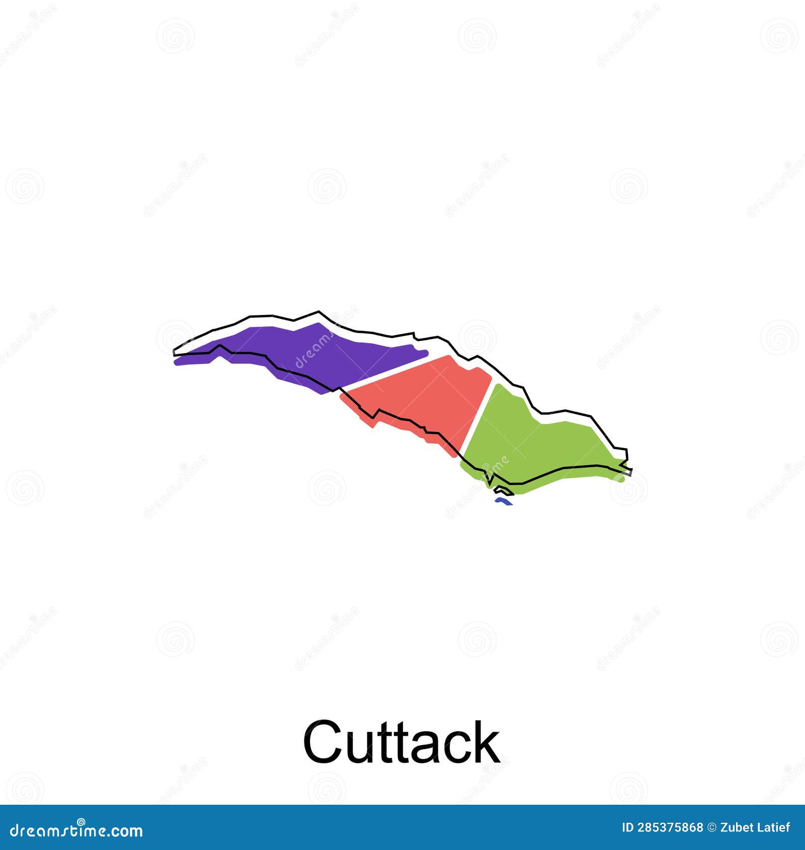 Cuttack District Odisha State, Republic Of India Map Vector ...