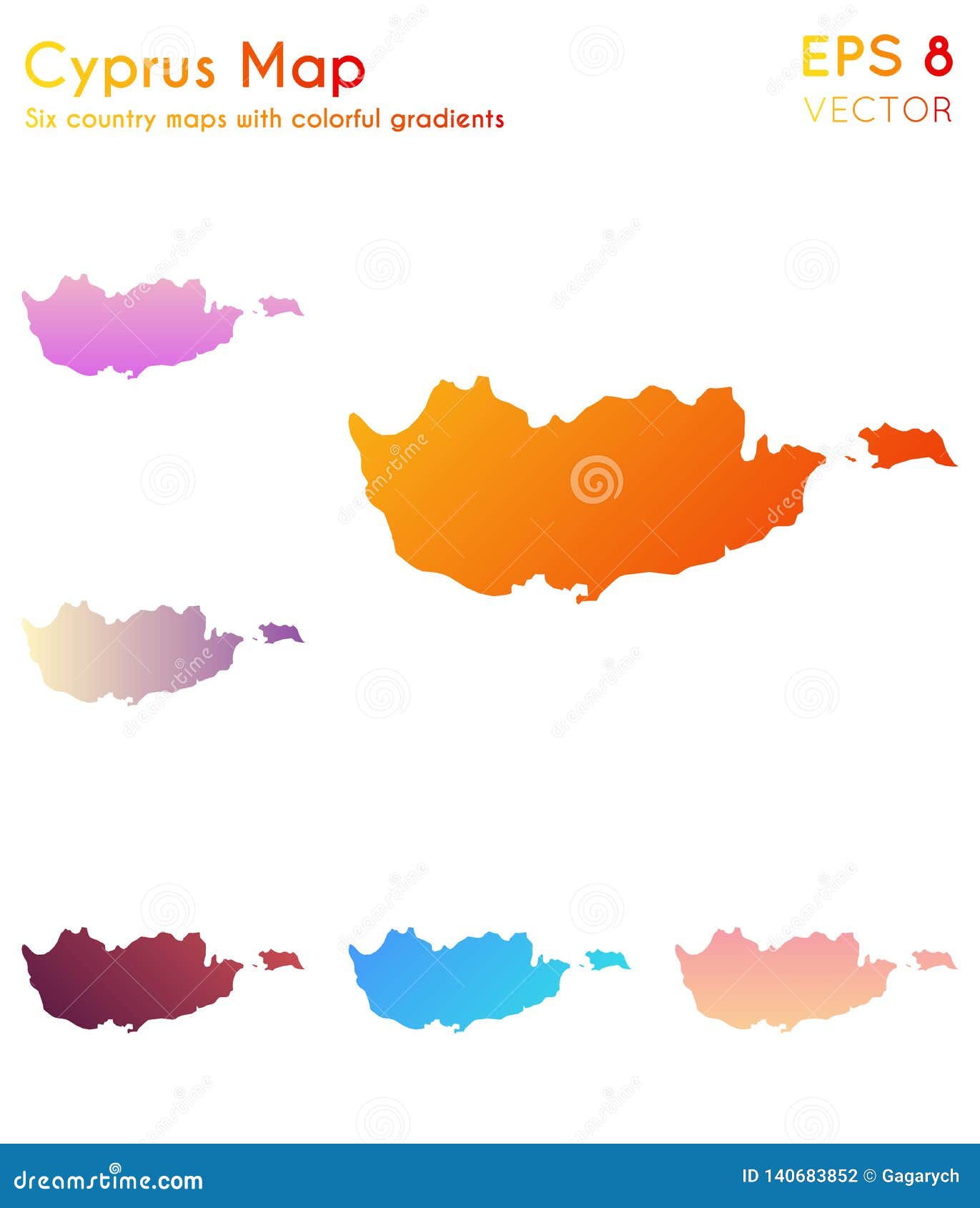 Map of Cyprus with Beautiful Gradients. Stock Vector - Illustration of ...
