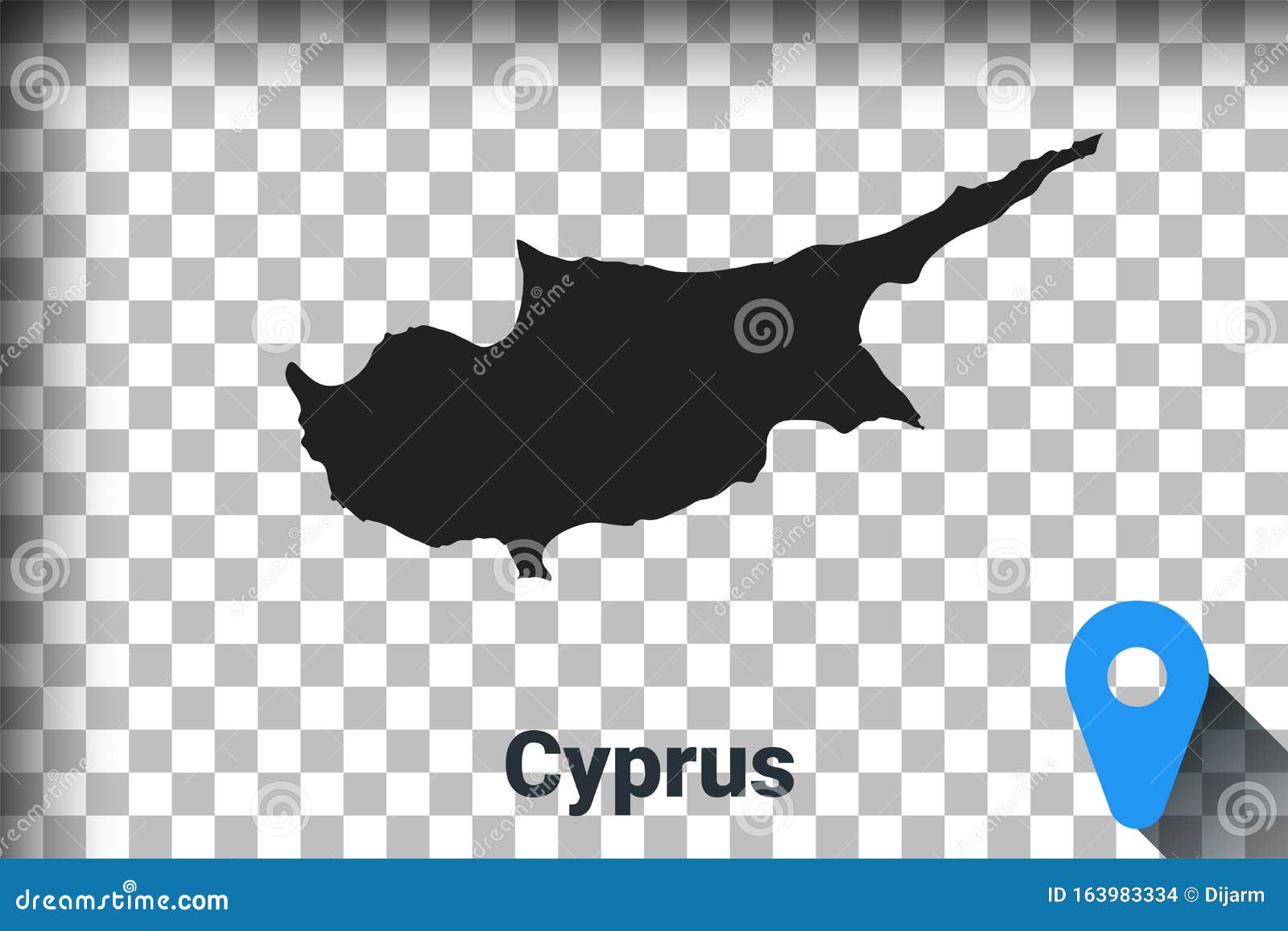 Map of Cyprus, Black Map on a Transparent Background. Alpha Channel ...