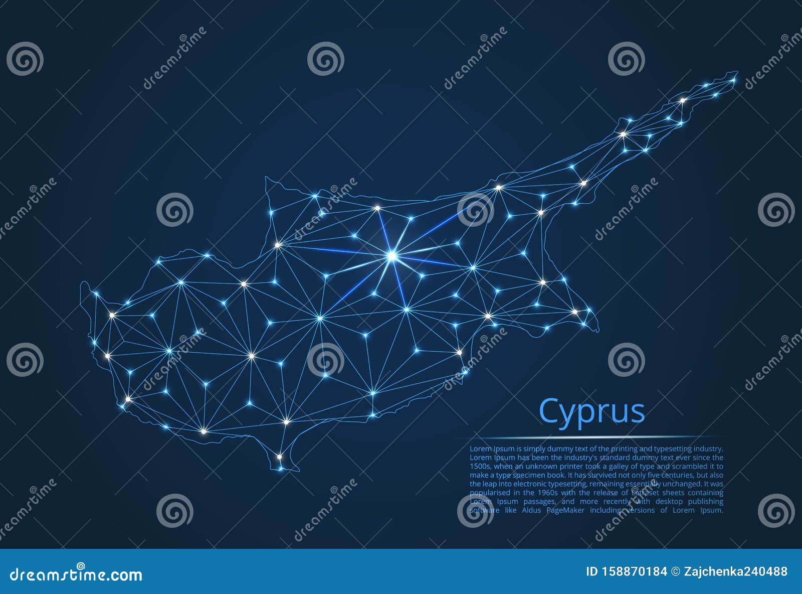 Map of Cyprus Connection. Vector Low-poly Image of a Global Map with ...