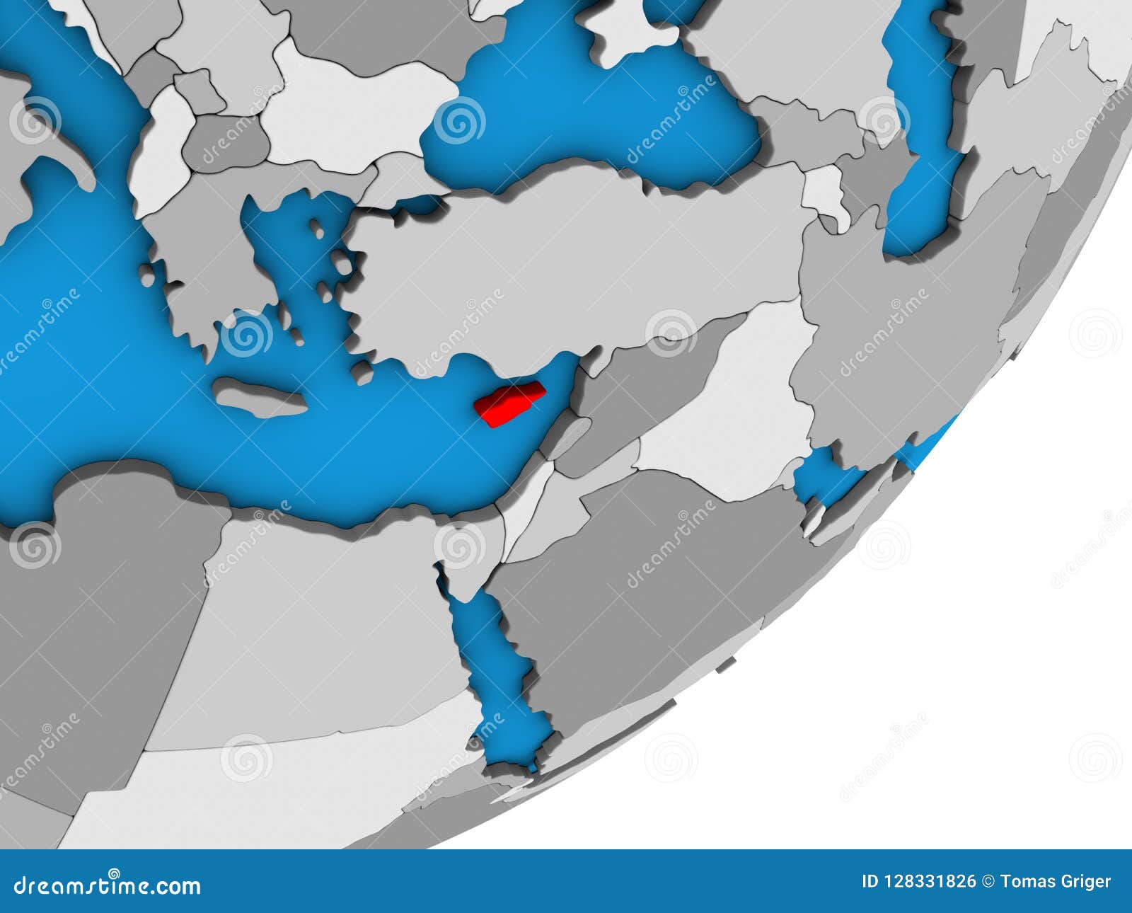 Map of Cyprus on 3D globe stock illustration. Illustration of republic ...