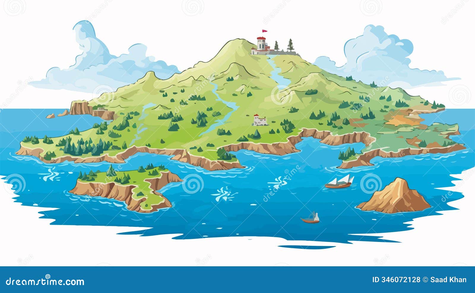 Map of Cyprus Outlined Vector Cartoon Vector Illustration Stock ...