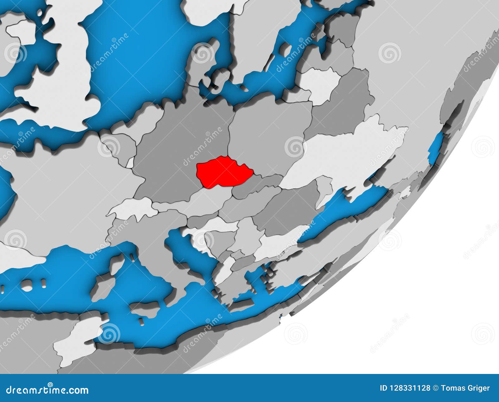 Map of Czech Republic on 3D Globe Stock Illustration - Illustration of ...