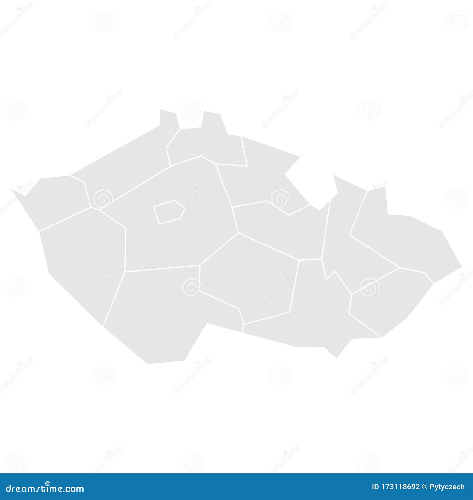 Map of Czech Republic Divided into Administrative Regions. Blank Map in ...