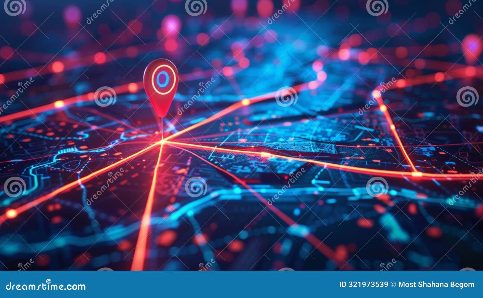 Map 3D Illustration, 3D Map Pins, GPS, Navigator Pin Checking Points ...