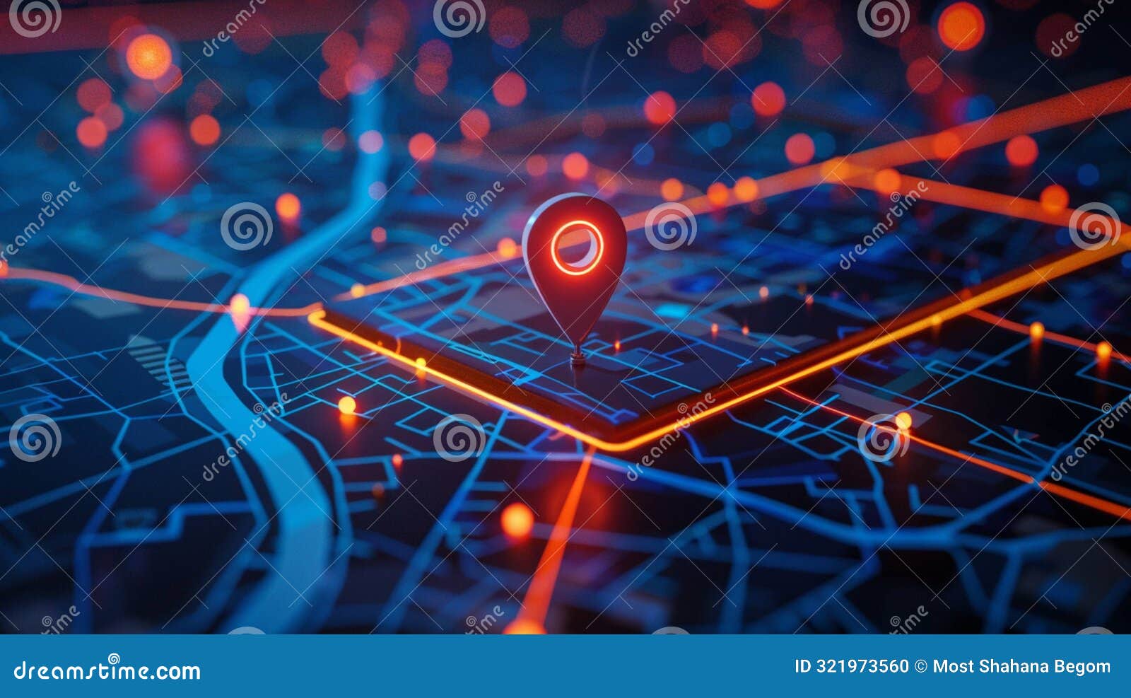 Map 3D Illustration, 3D Map Pins, GPS, Navigator Pin Checking Points ...