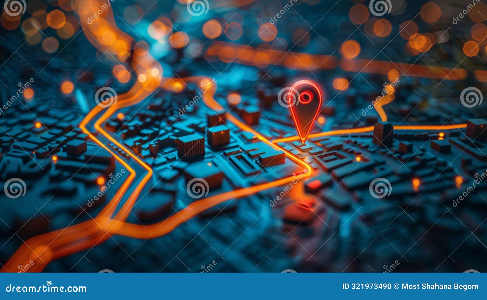 Map 3D Illustration, 3D Map Pins, GPS, Navigator Pin Checking Points ...