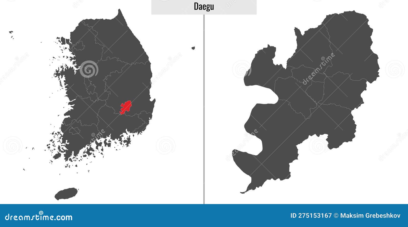 Map of Daegu State of South Korea Stock Vector - Illustration of area ...