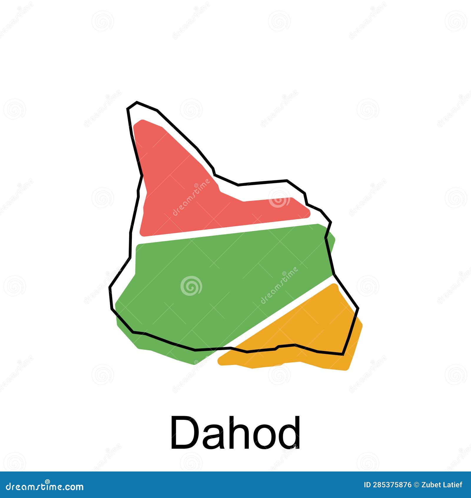 Map of Dahod Vector Design Template, National Borders and Important ...