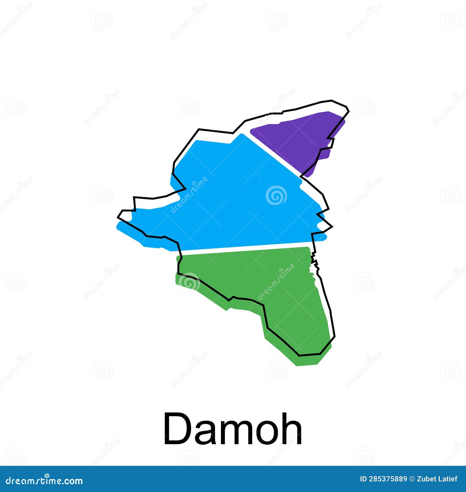 Damoh District Map Highlighted On Madhya Pradesh State Map Cartoon ...