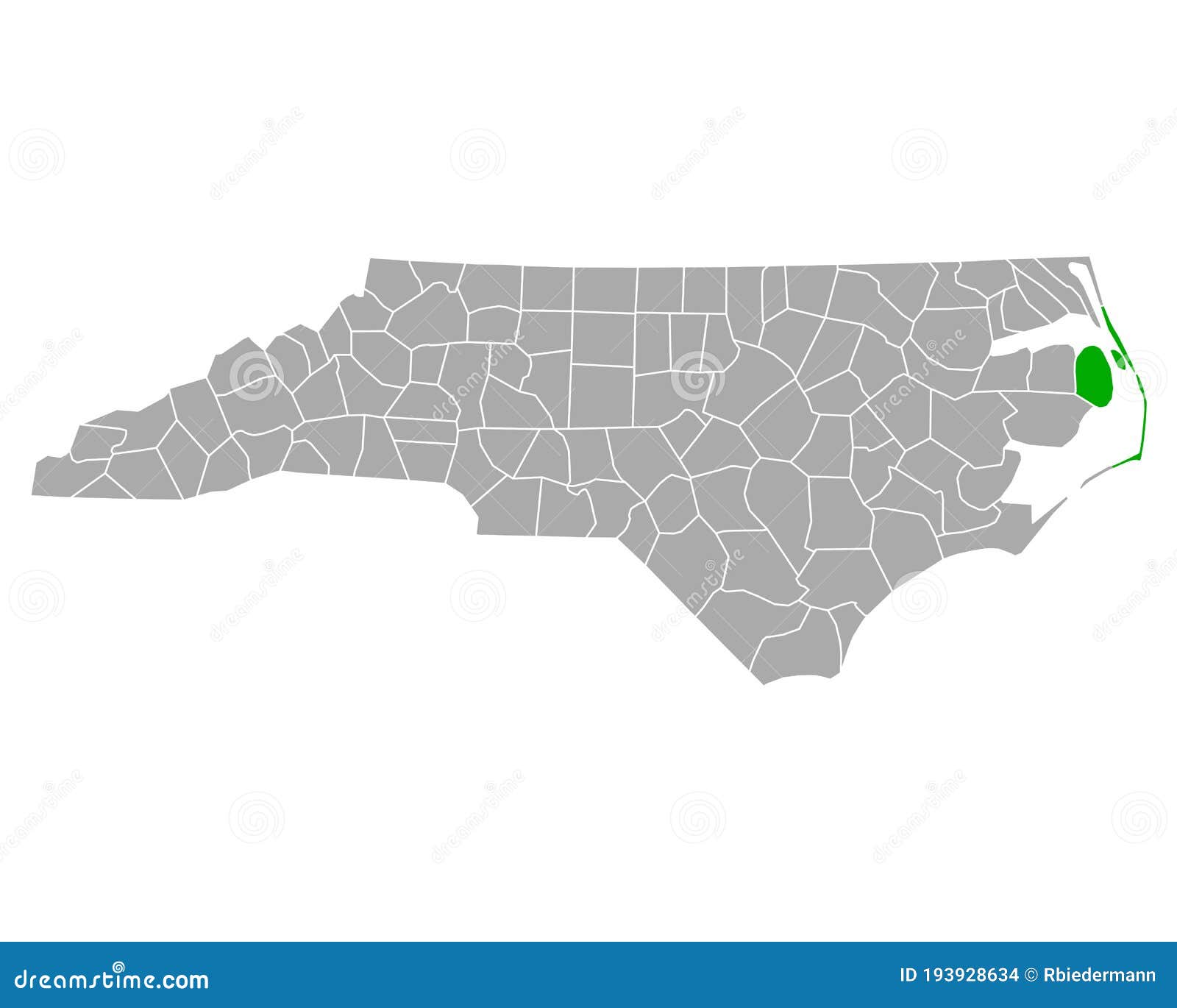 Map Of Dare County In North Carolina State On White Background. Single ...