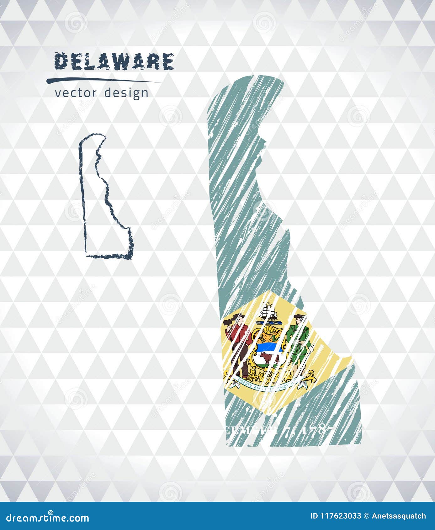 Map of Delaware with Hand Drawn Sketch Pen Map Inside. Vector ...