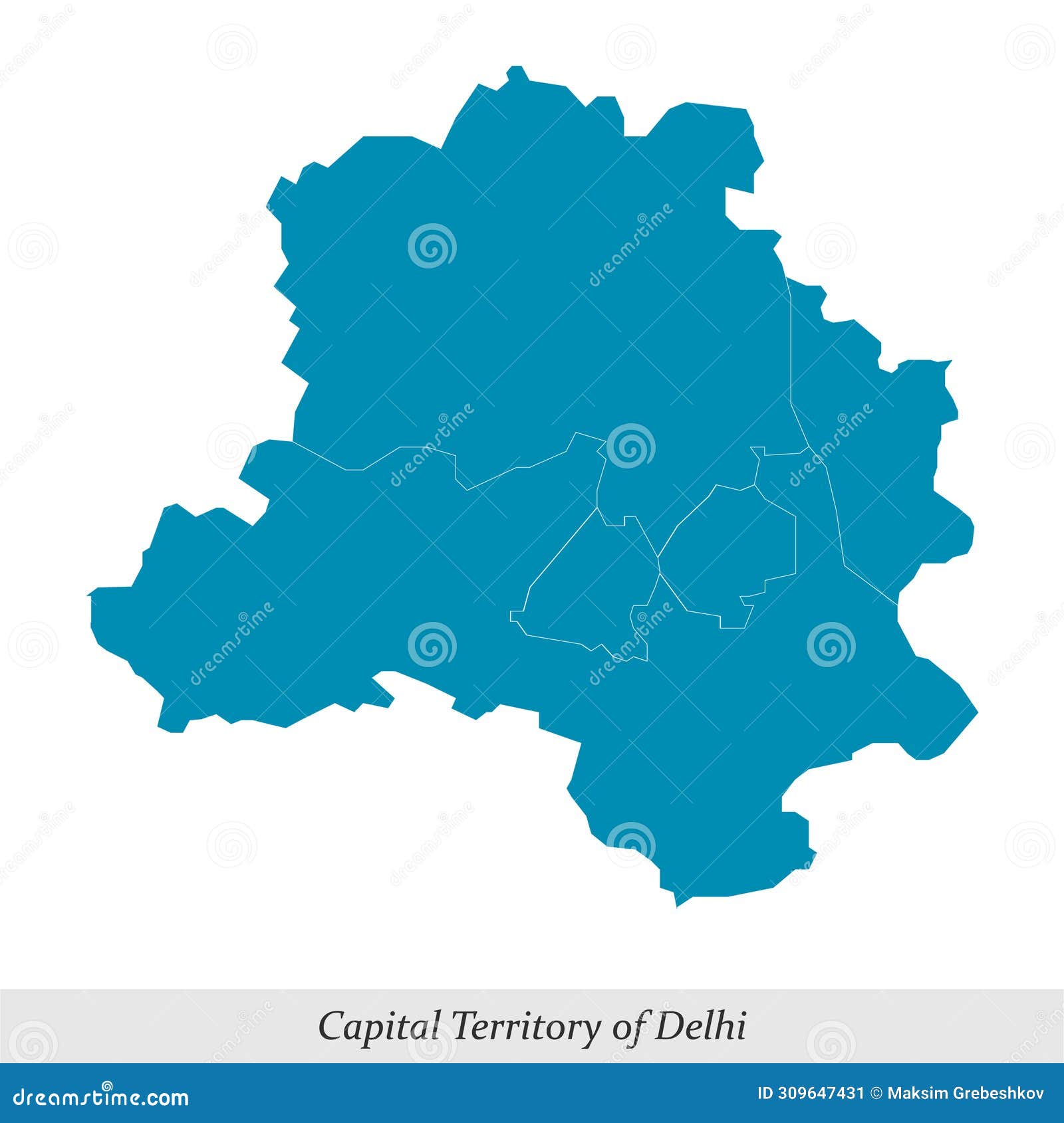 Map of Delhi is a Union Territory of India with Districts Stock Vector ...