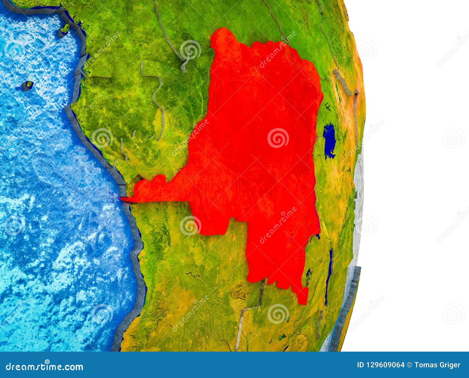 Map of Dem Rep of Congo on 3D Earth Stock Illustration - Illustration ...