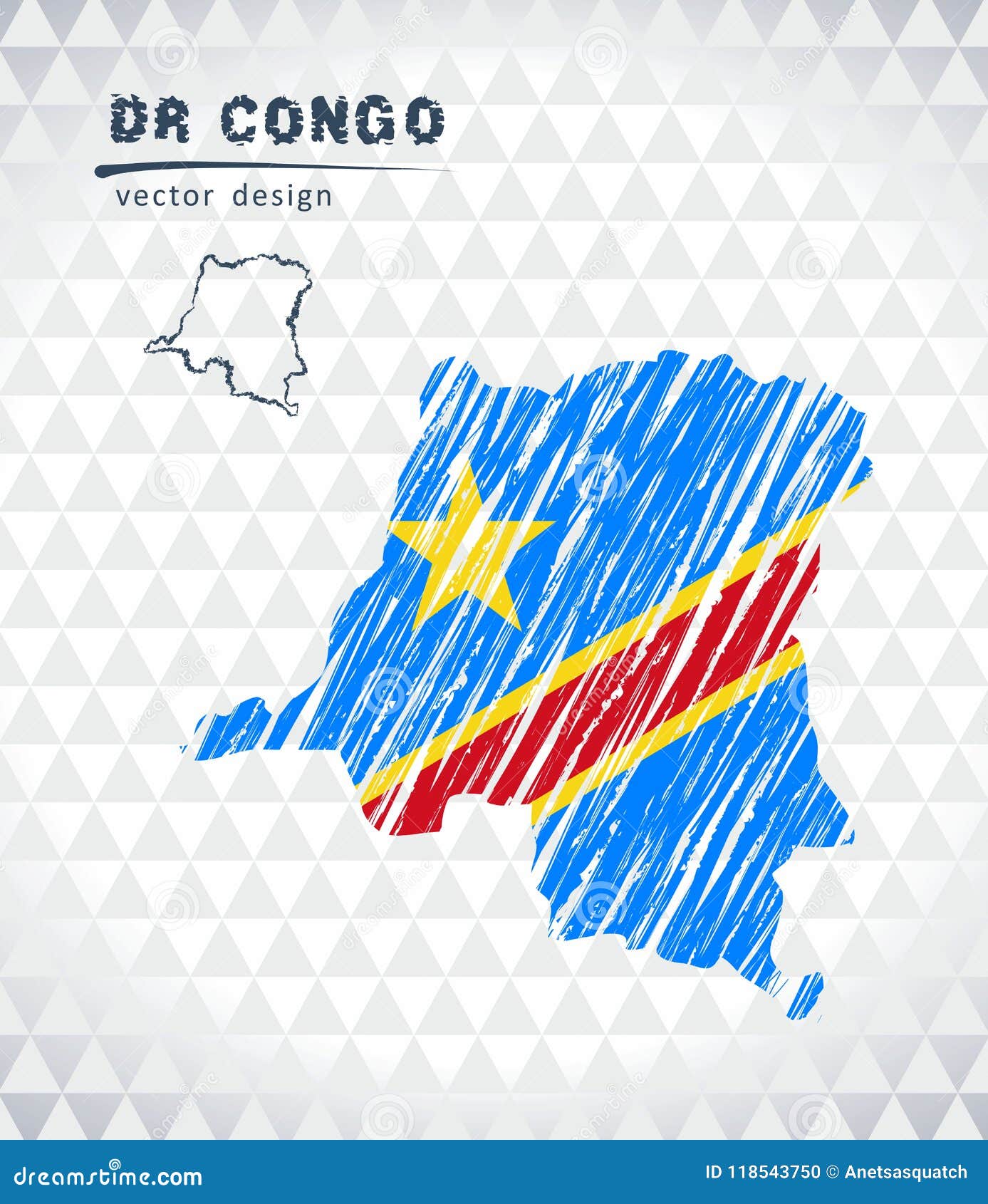Congo Drawn On Gray Map Cartoon Vector | CartoonDealer.com #85678747