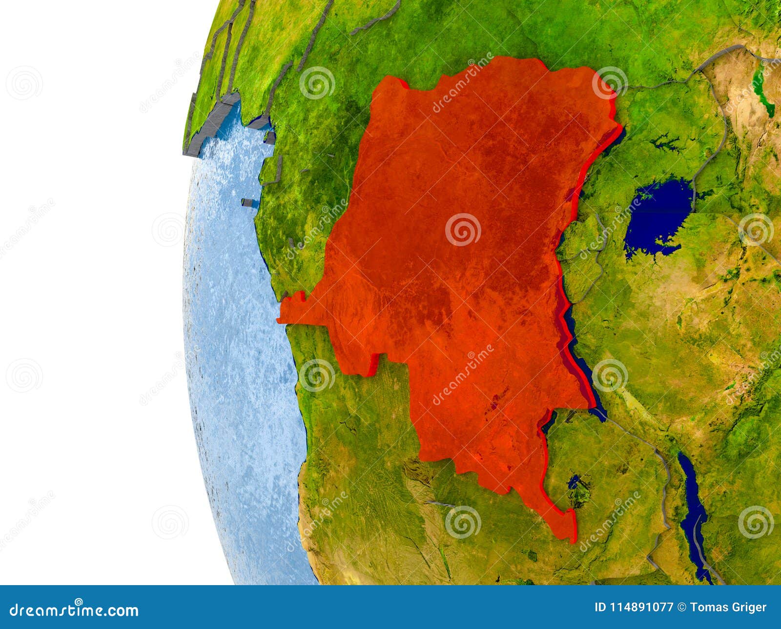 Map of Democratic Republic of Congo on Model of Globe Stock ...