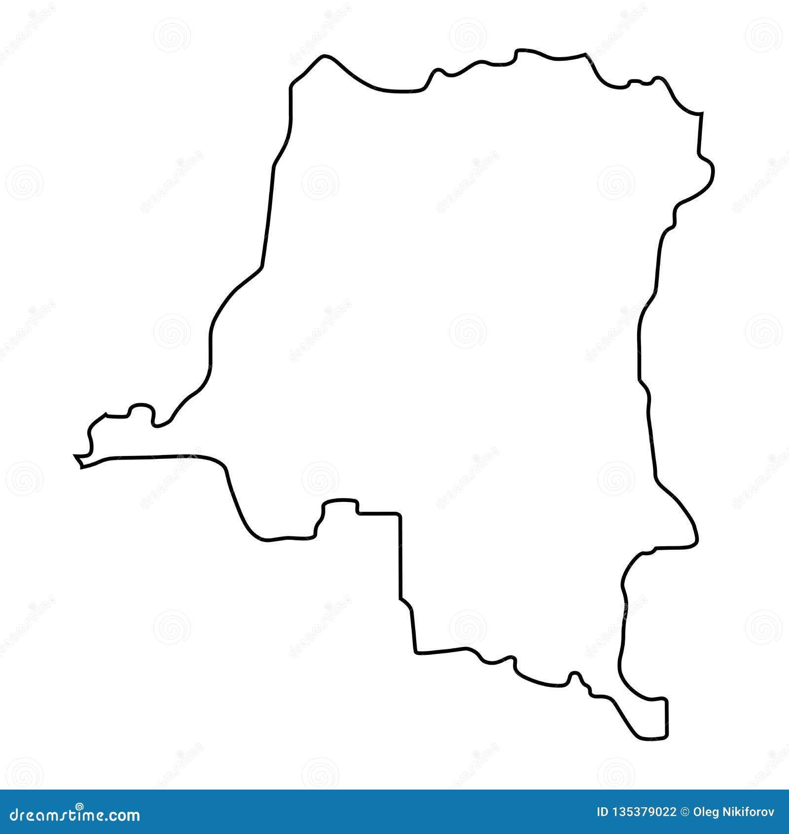 Map of Democratic Republic of the Congo - Outline Stock Illustration ...