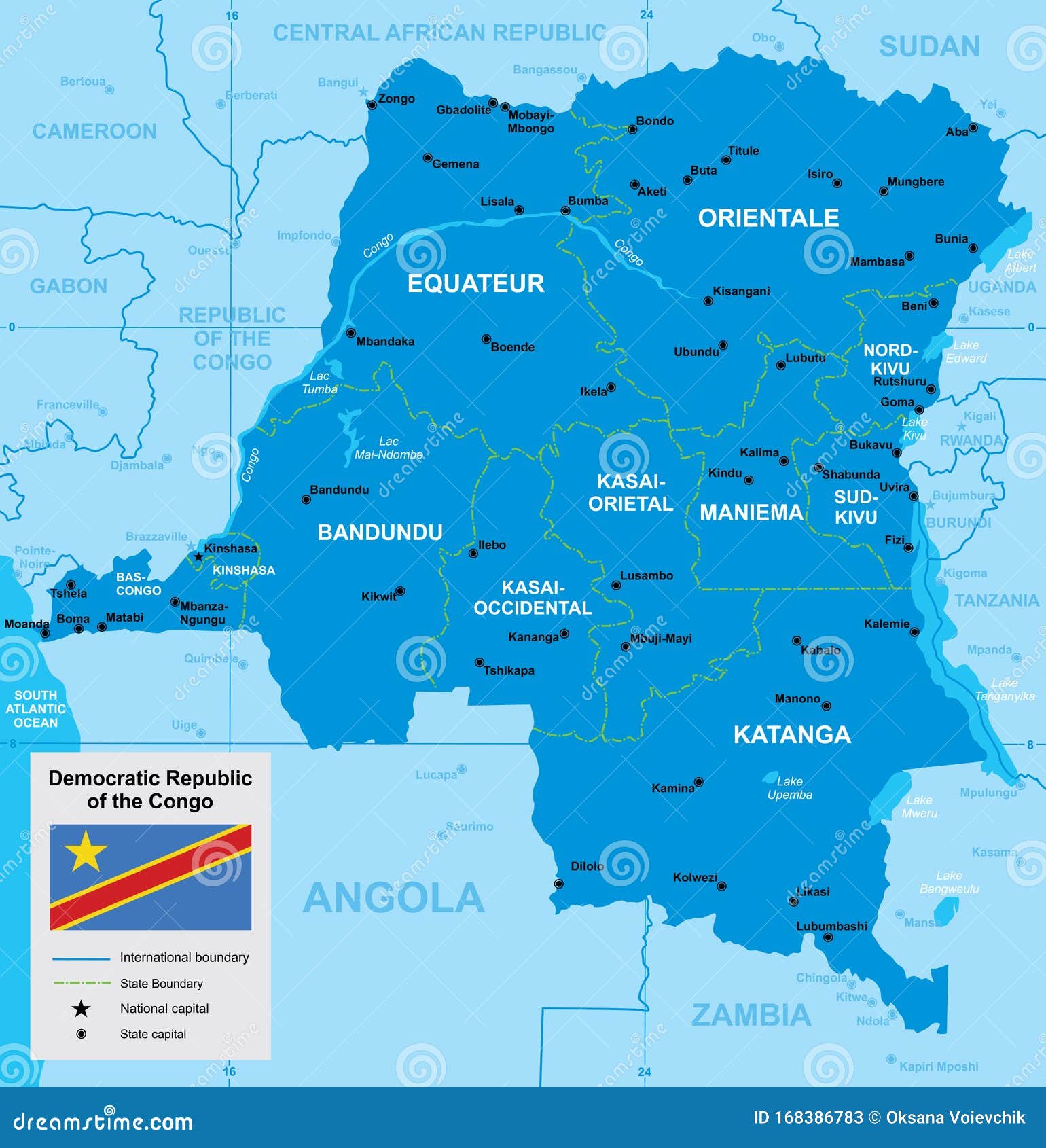 Map of Democratic Republic of the Congo Stock Vector - Illustration of ...
