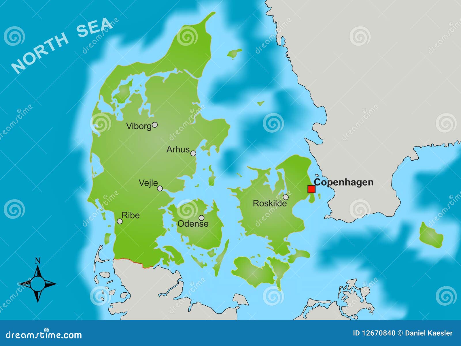 Map Showing Copenhagen,Denmark On The World Map. Stock Photography ...