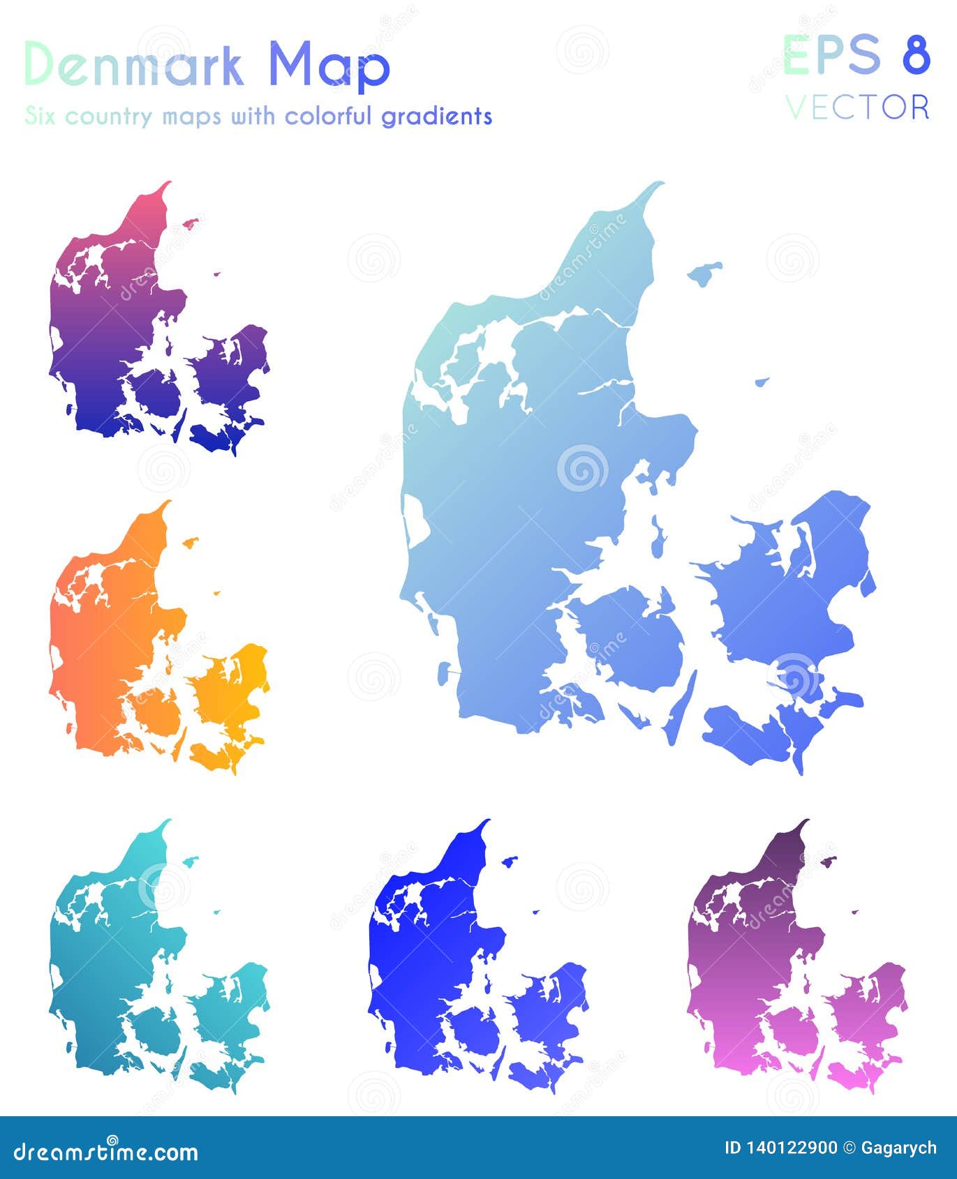 Map of Denmark with Beautiful Gradients. Stock Vector - Illustration of ...