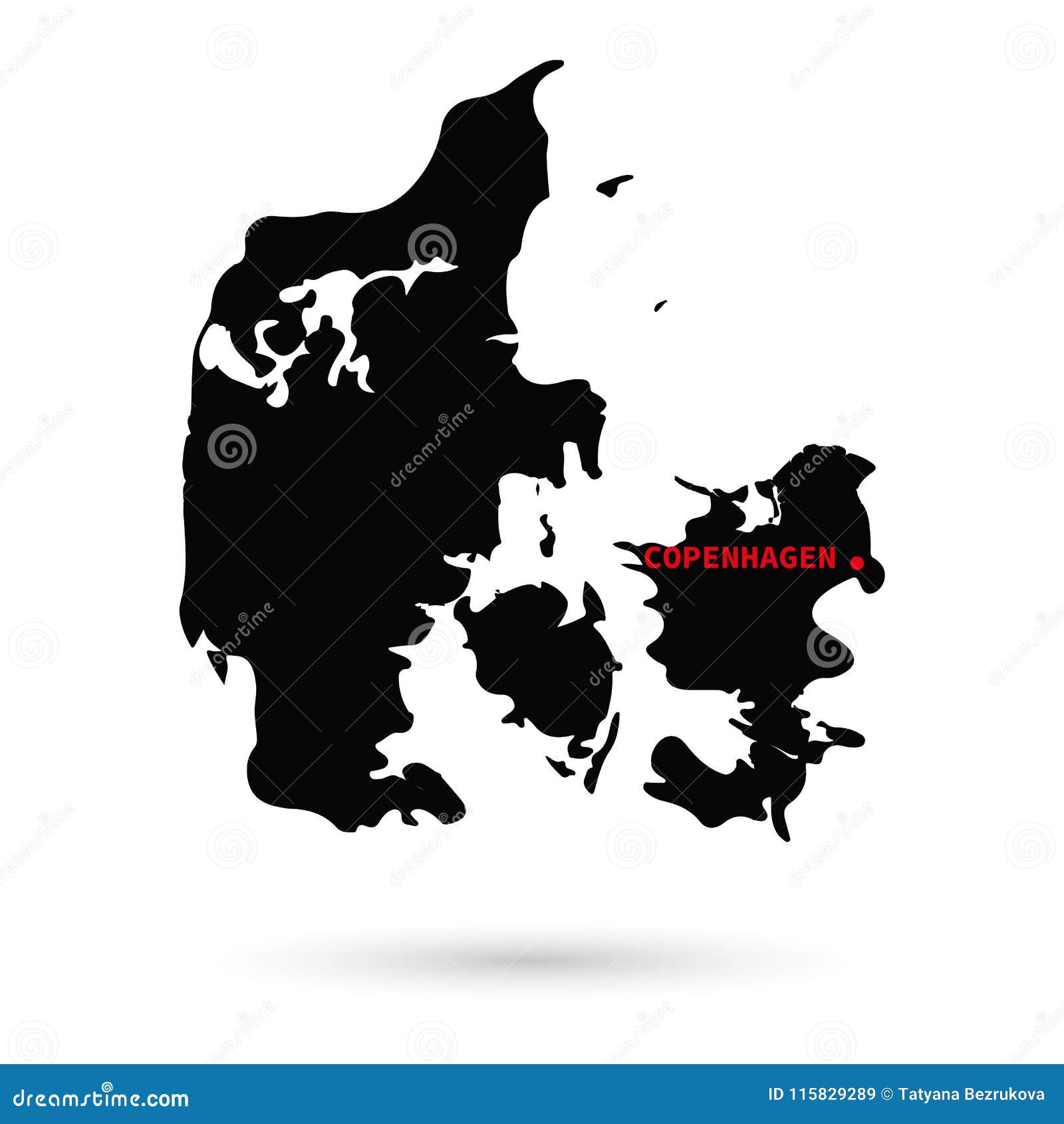 Map Of Denmark Black Color And Flag Pole Cartoon Vector | CartoonDealer ...