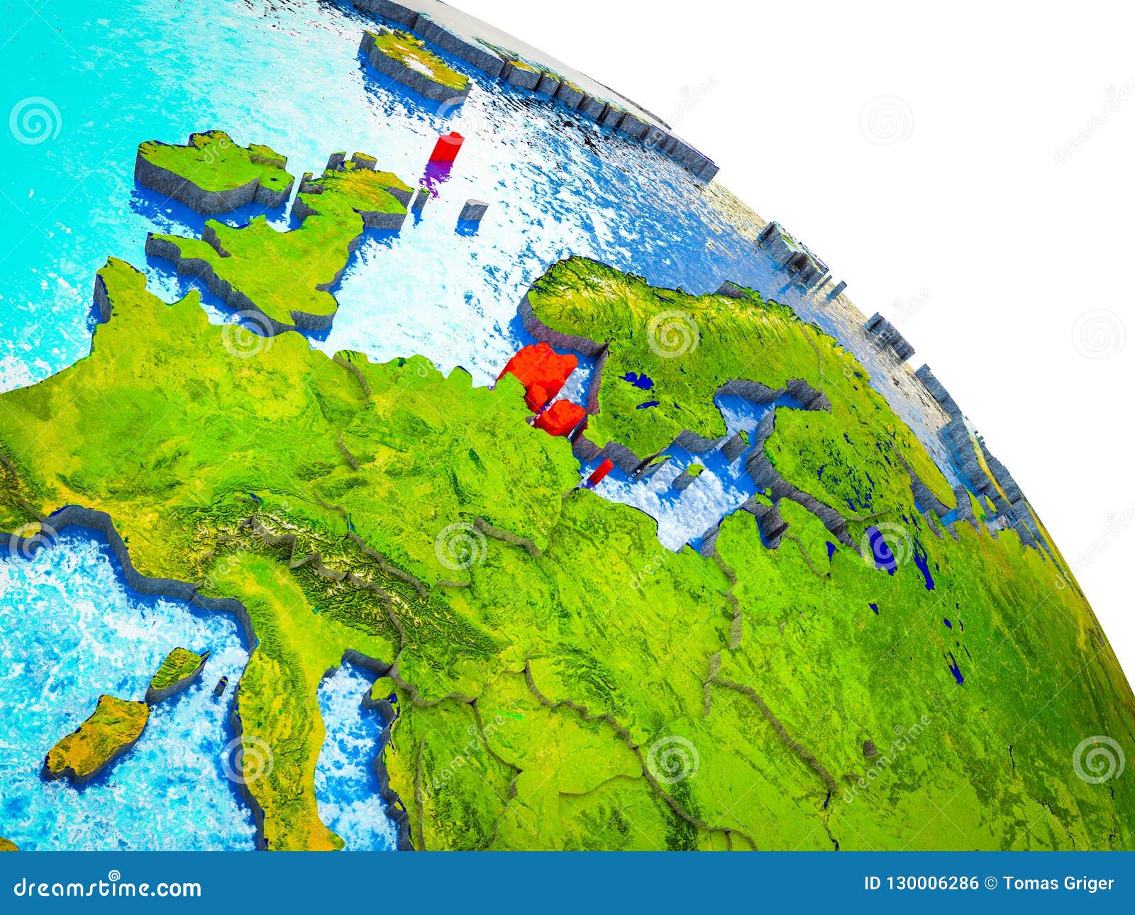 Map of Denmark on 3D Earth stock illustration. Illustration of denmark ...