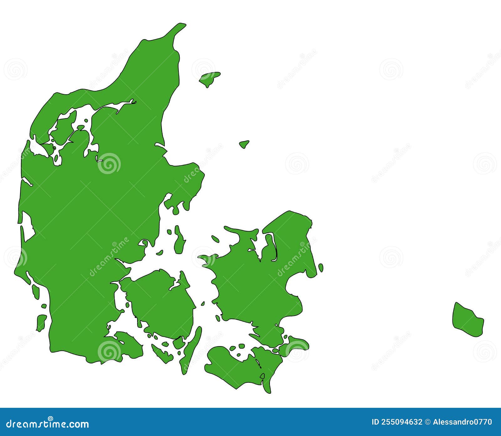 Map of Denmark in green stock illustration. Illustration of filled ...