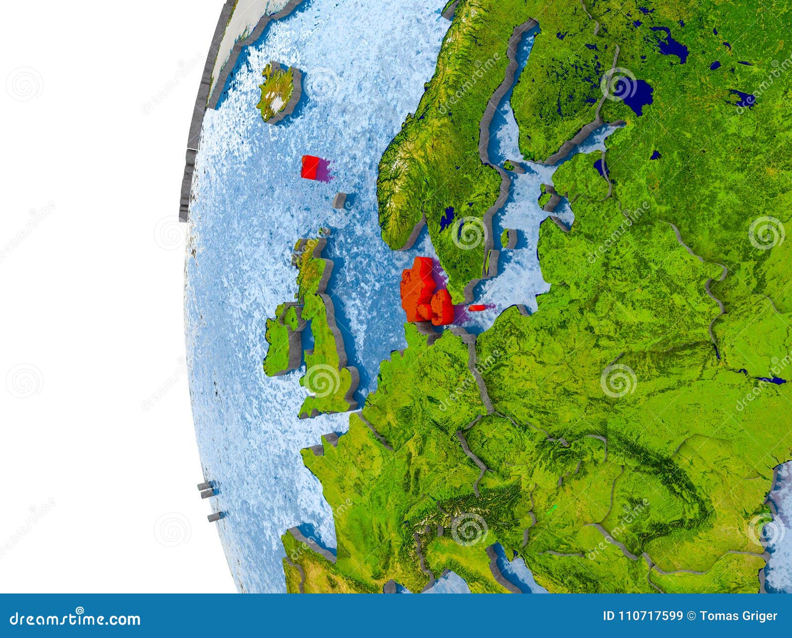 Map of Denmark on Model of Globe Stock Illustration - Illustration of ...