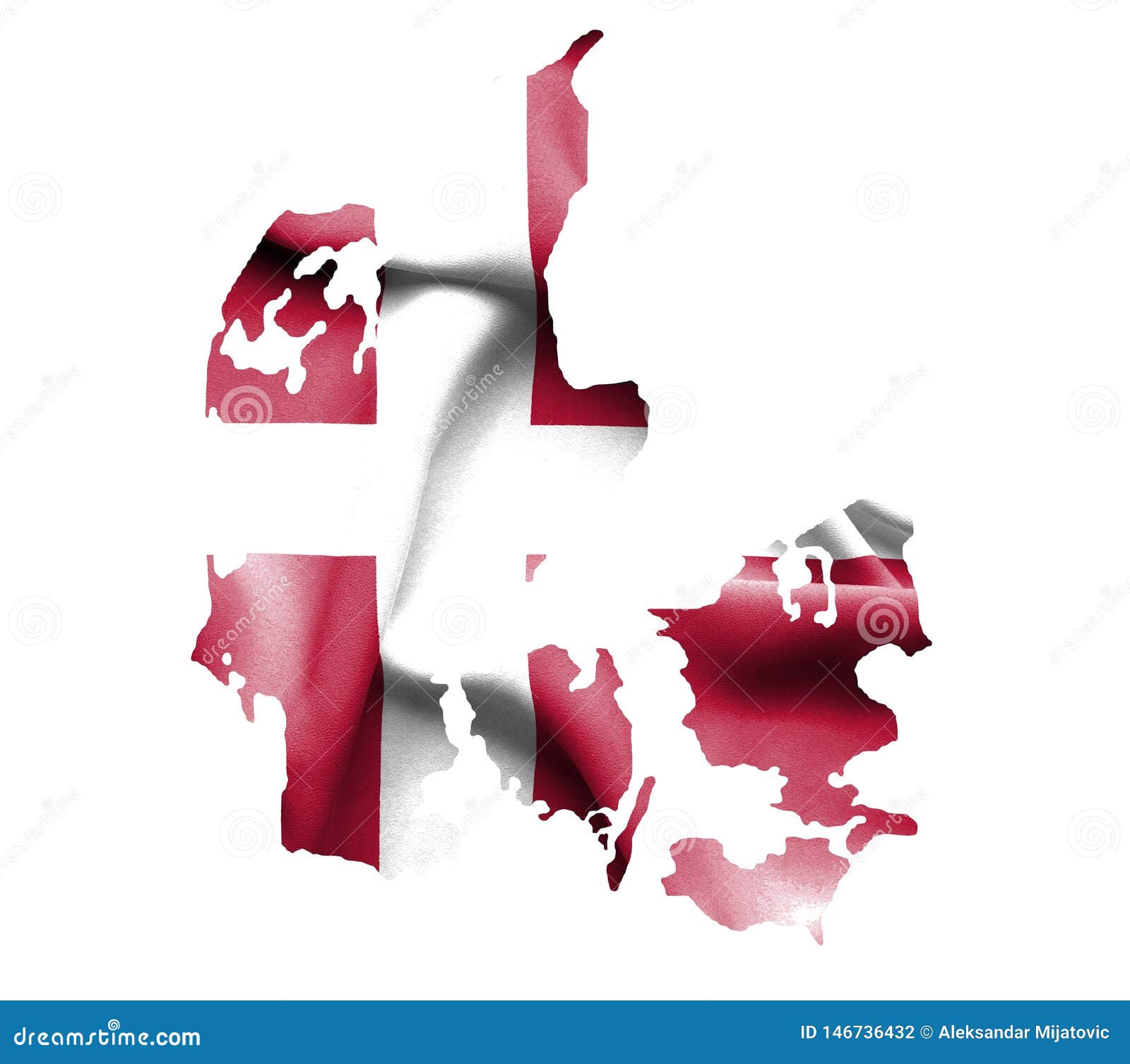 Map of Denmark with Waving Flag Isolated on White Stock Illustration ...