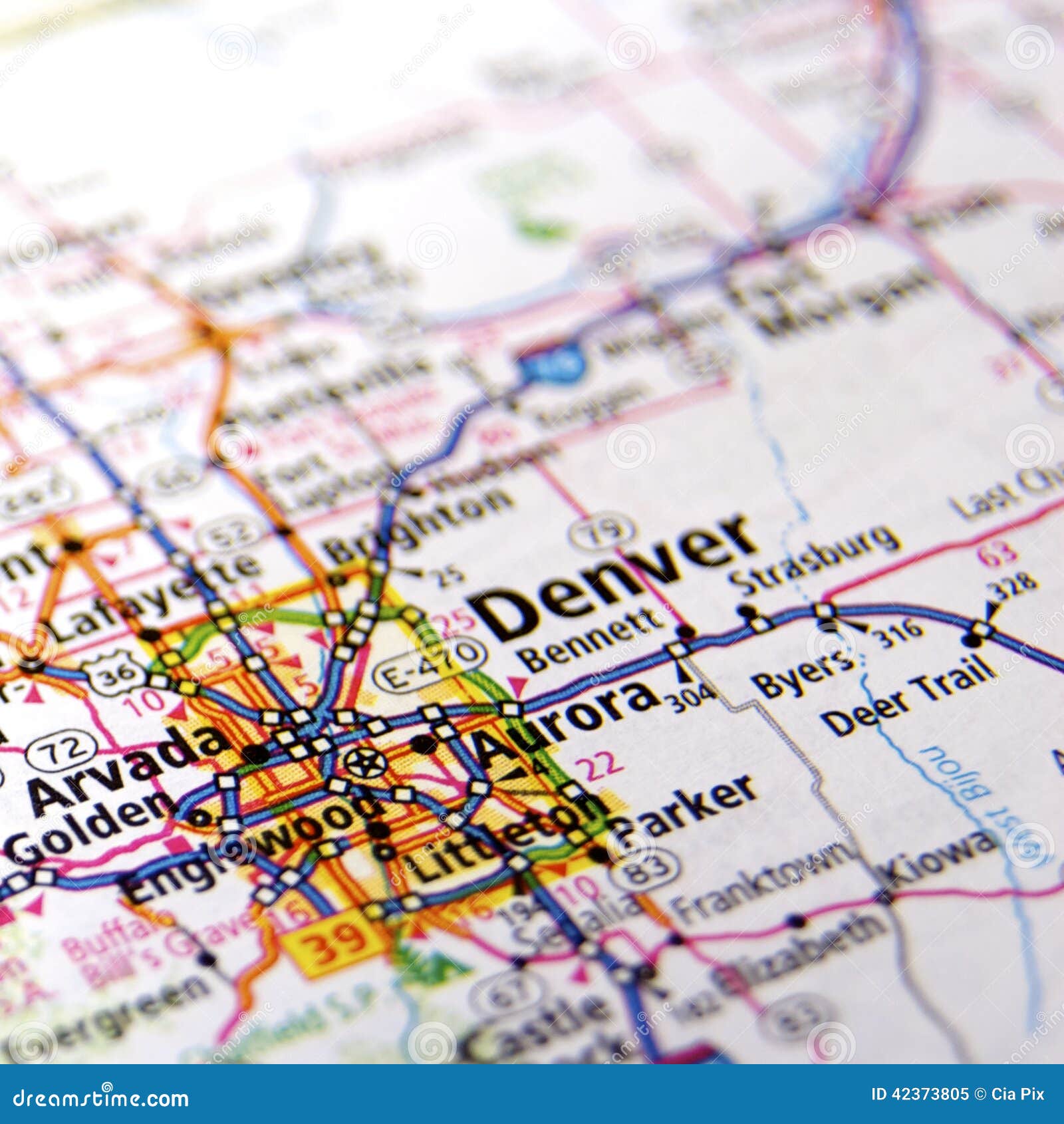 Map of Denver stock image. Image of shallow, denver, road - 42373805