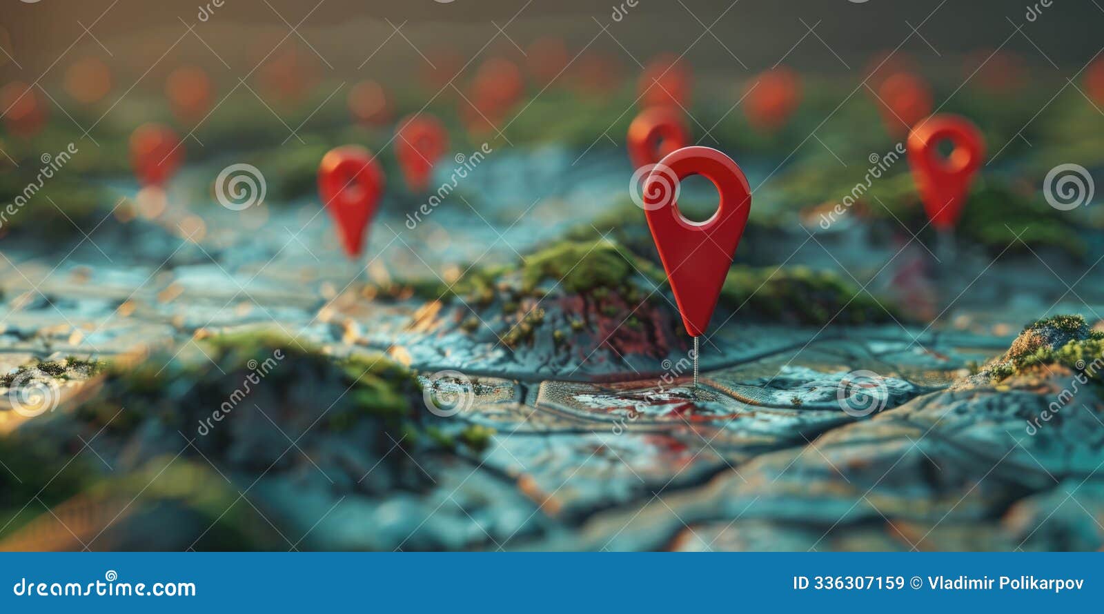 Map Details with Red Markers Indicating Locations or Points of Interest ...