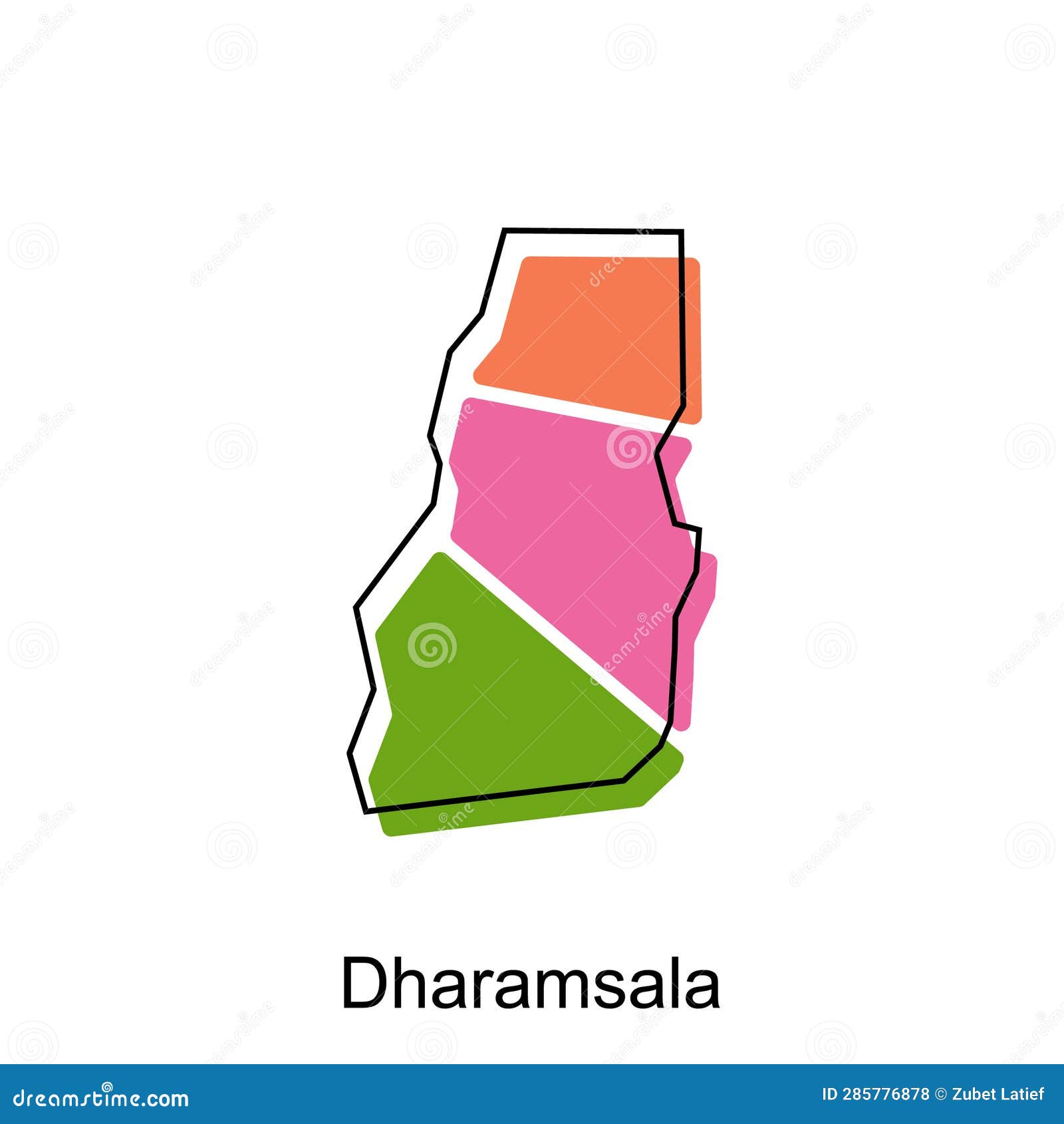 Map Of Dharamsala Design Template With Outline Graphic Sketch Style ...