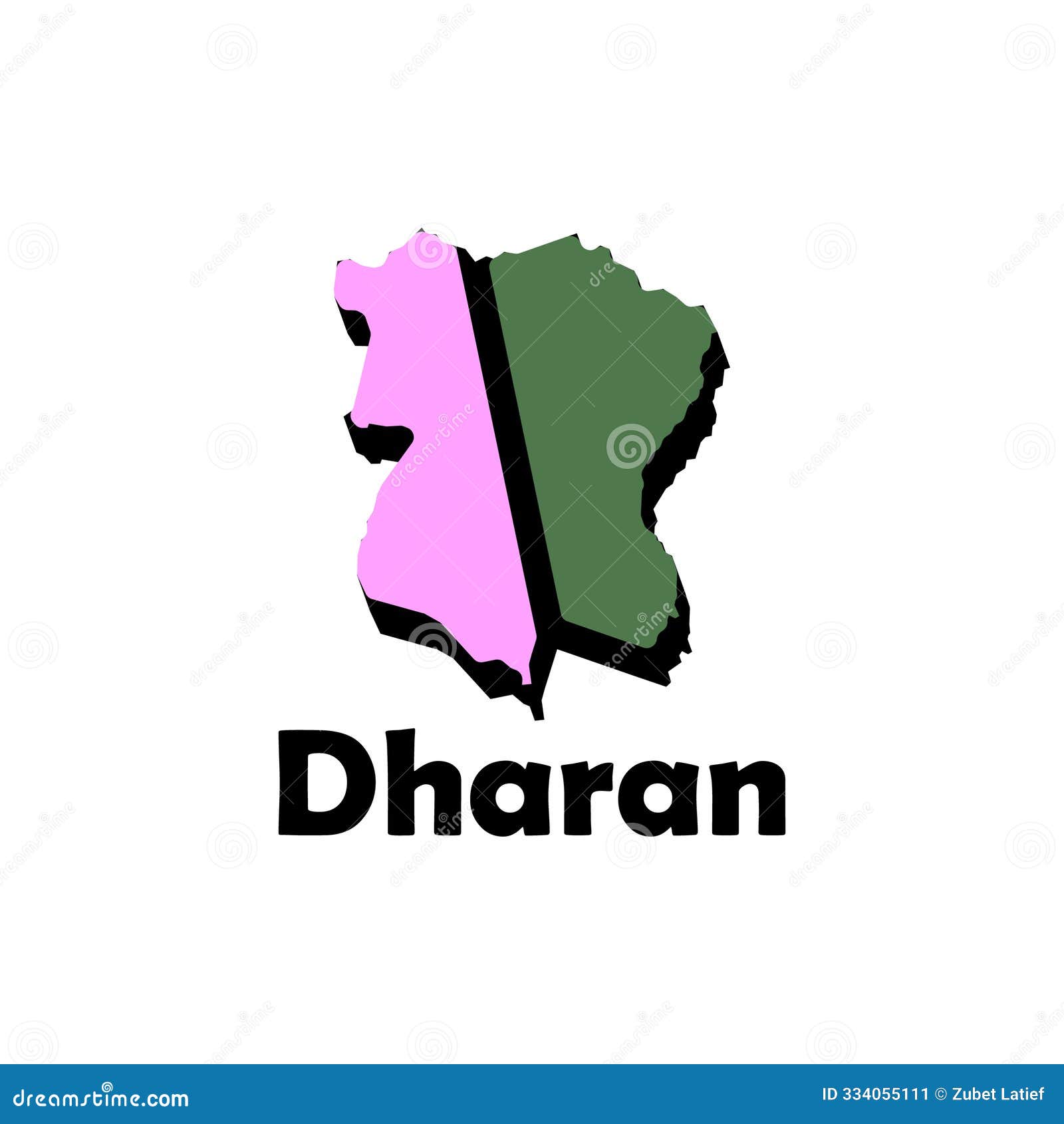 Map of Dharan Vector Design Template, National Borders and Important ...