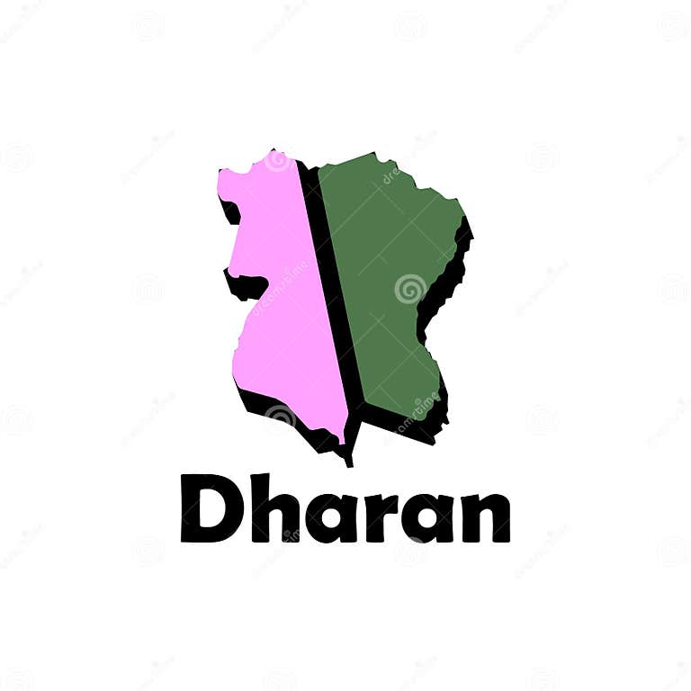Map of Dharan Vector Design Template, National Borders and Important ...