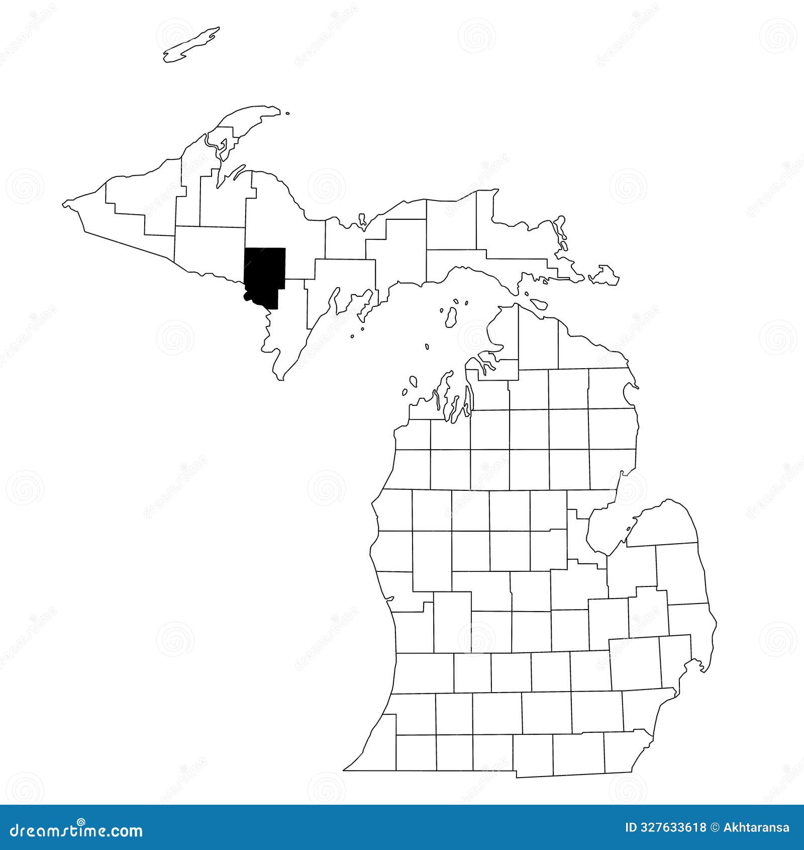 Map of Dickinson County in Michigan State on White Background. Single ...