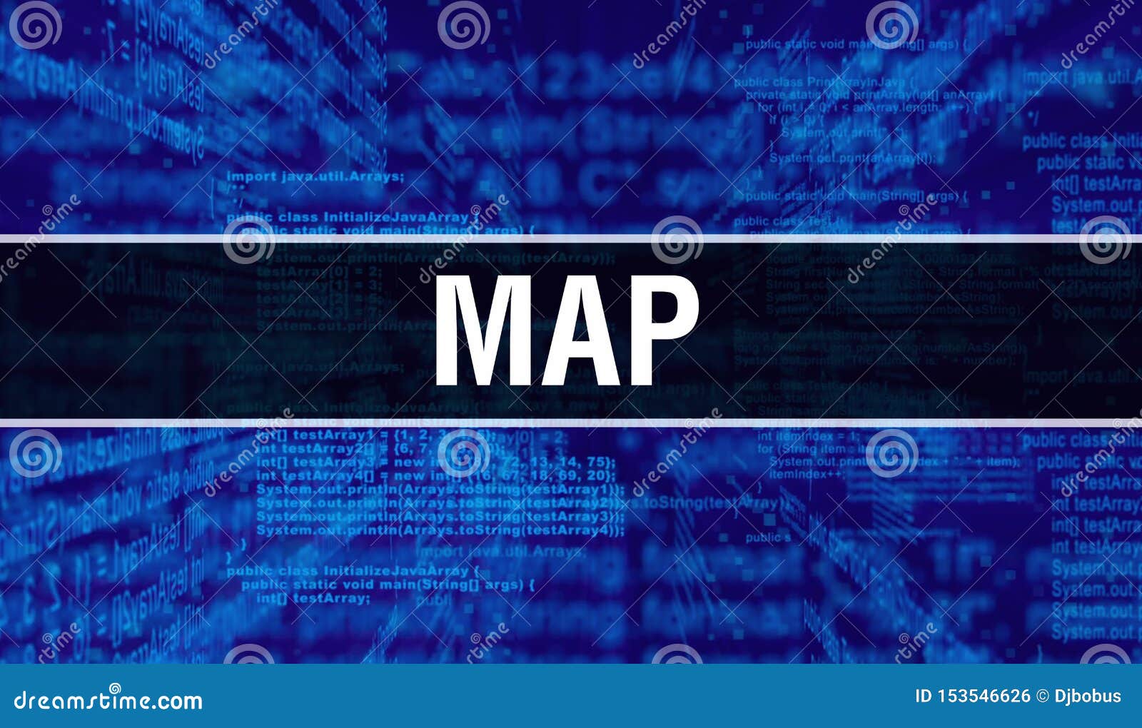 Map With Digital Java Code Text Map And Computer Software Coding Vector Concept Stock