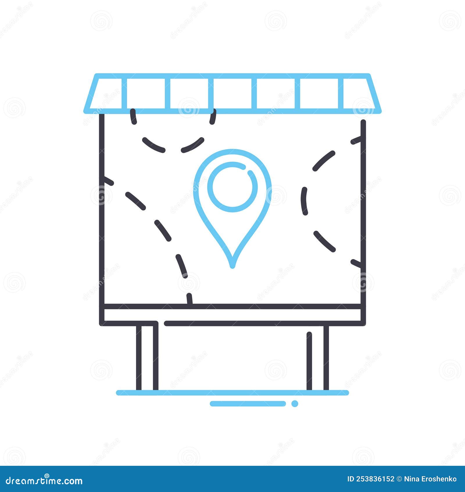 Map Direction Line Icon, Outline Symbol, Vector Illustration, Concept ...