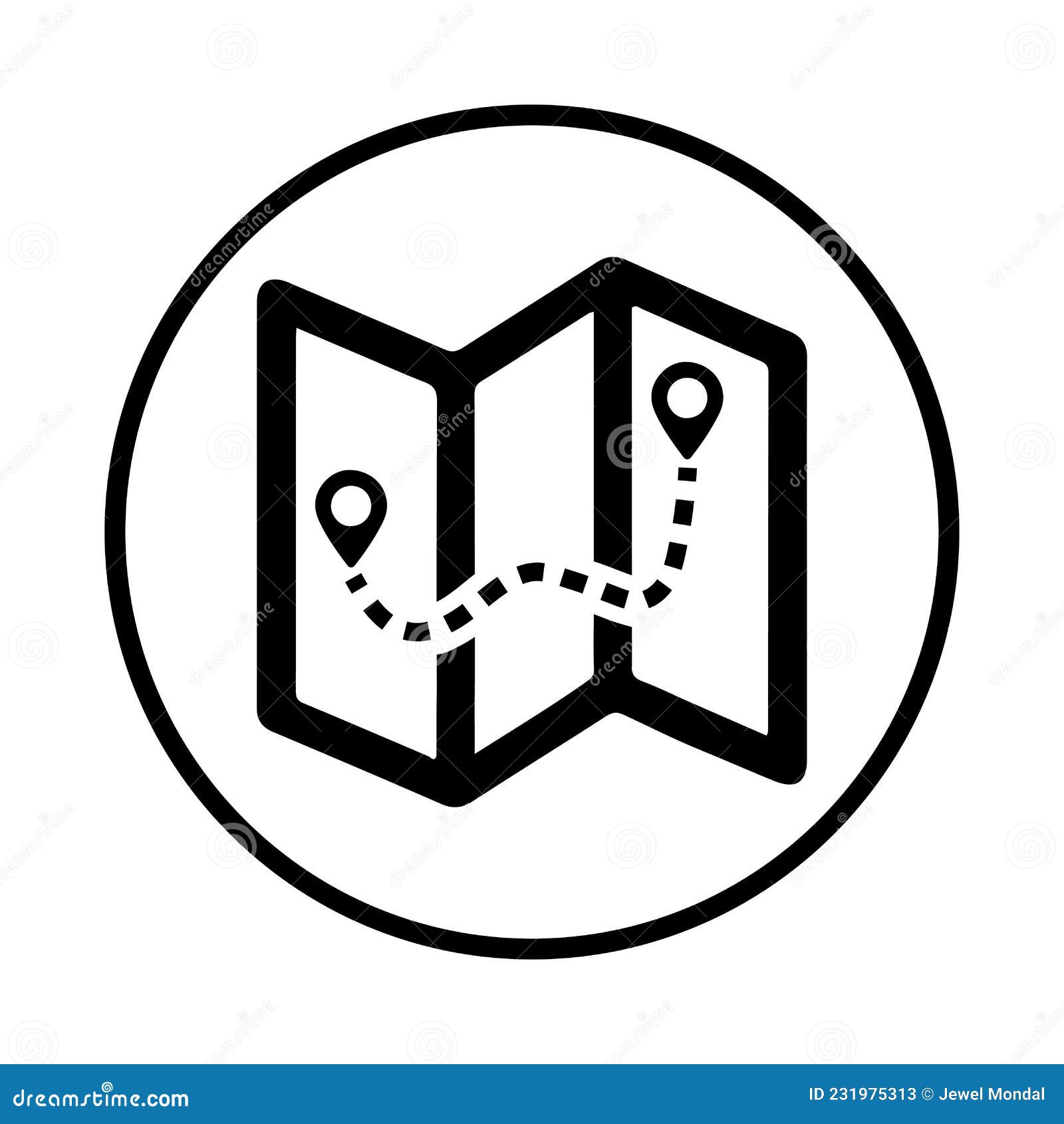 Map, Direction, Location Icon. Black Vector Design Stock Illustration ...