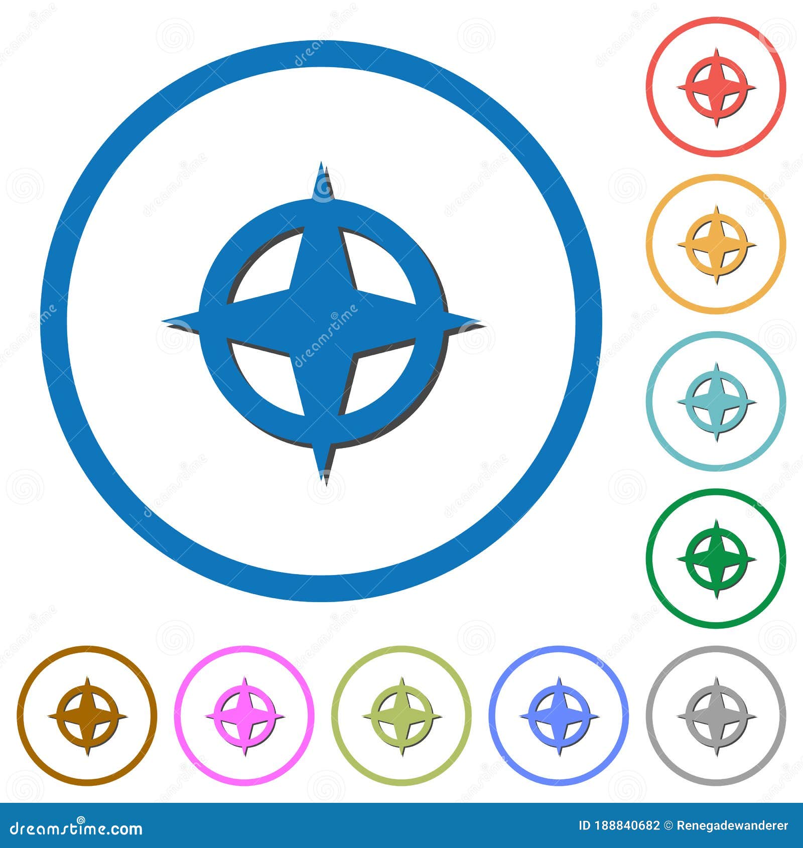 Map Directions Icons with Shadows and Outlines Stock Vector ...