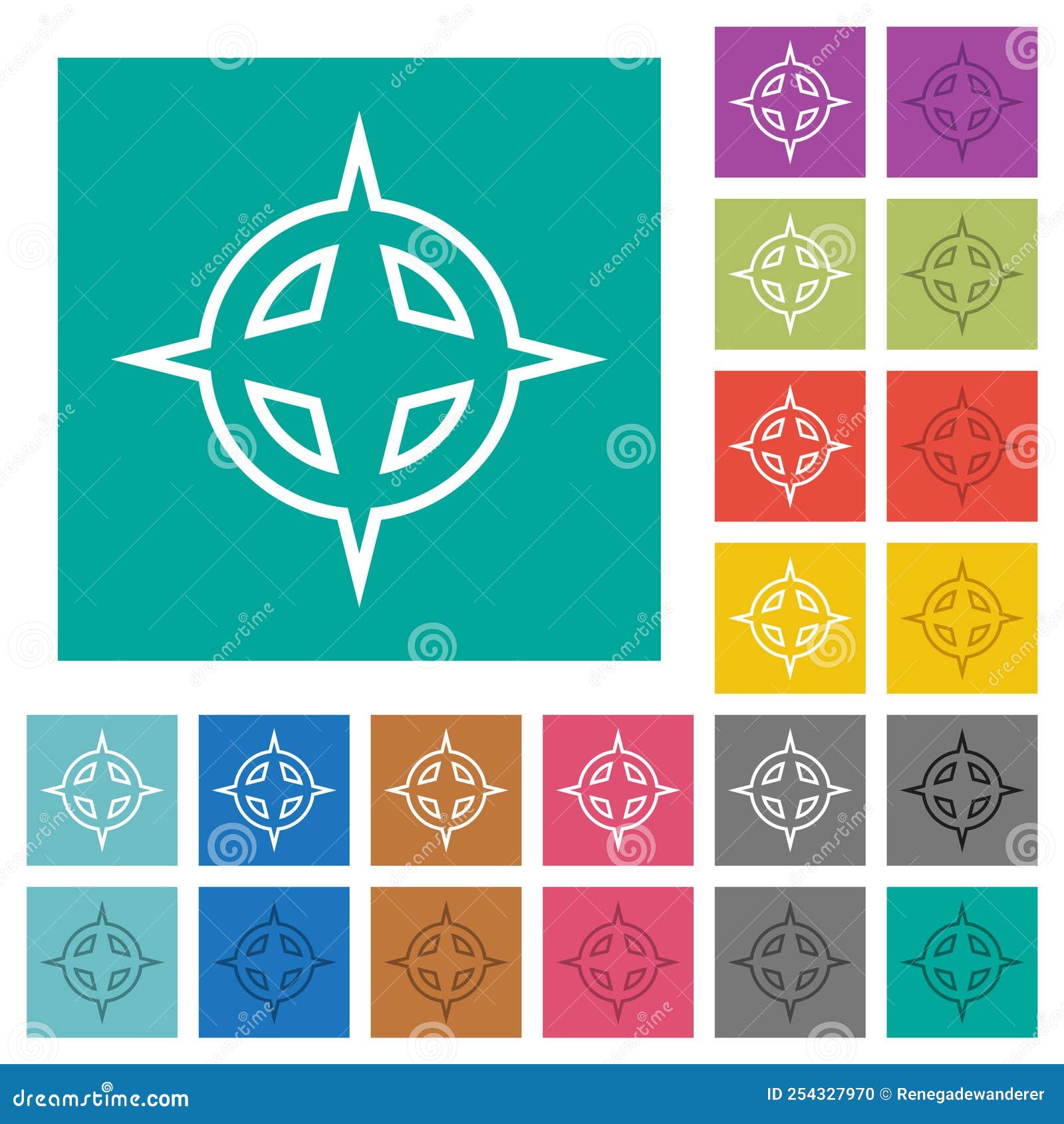 Map Directions Outline Square Flat Multi Colored Icons Stock Vector ...