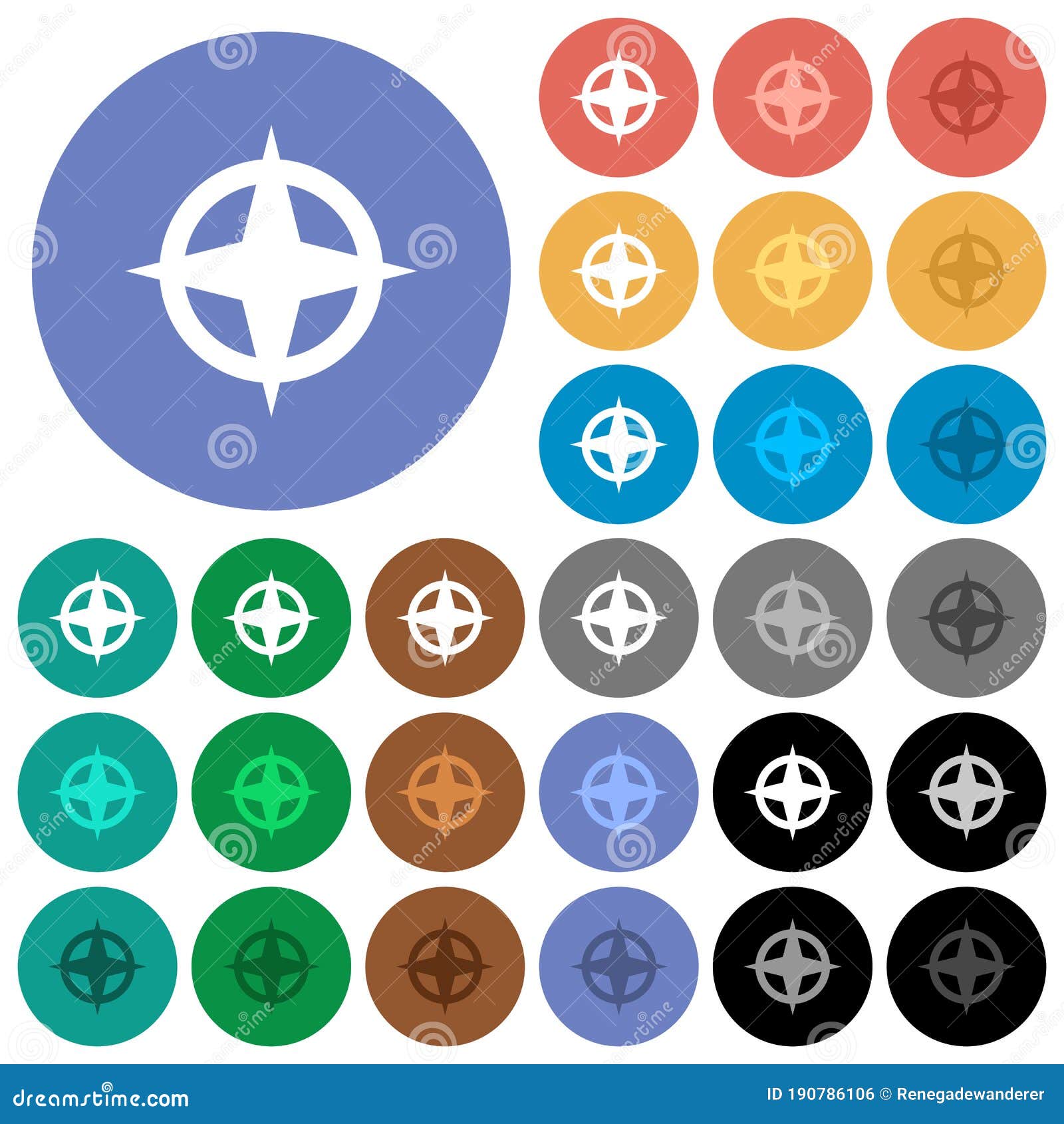 Map Directions Round Flat Multi Colored Icons Stock Vector - Illustration of symbols, north ...