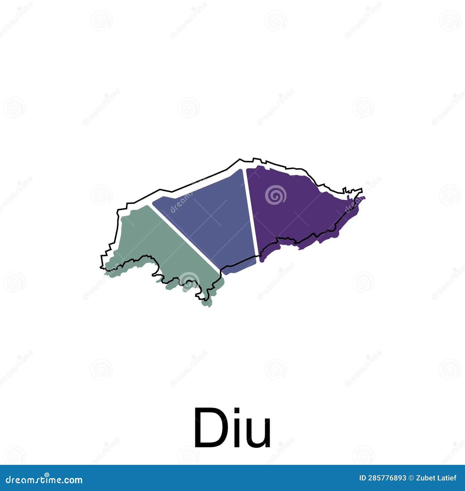 Map Of Diu Design Template With Outline Graphic Sketch Style Isolated ...