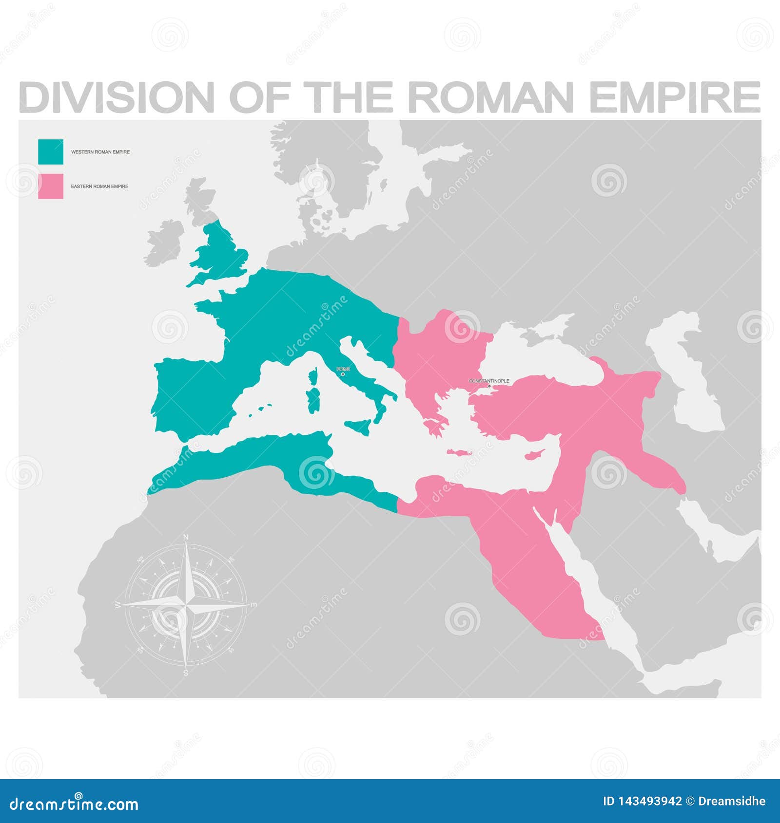 Map of the Division of the Roman Empire Stock Vector - Illustration of ...