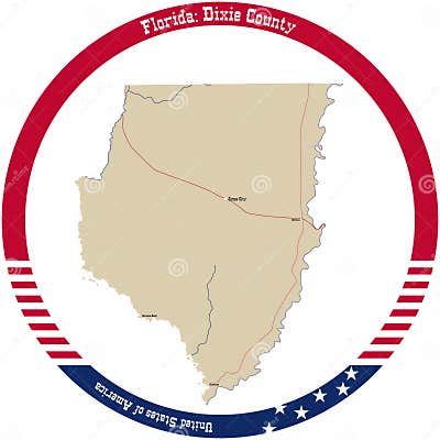 Map of Dixie County in Florida, USA. Stock Vector - Illustration of ...