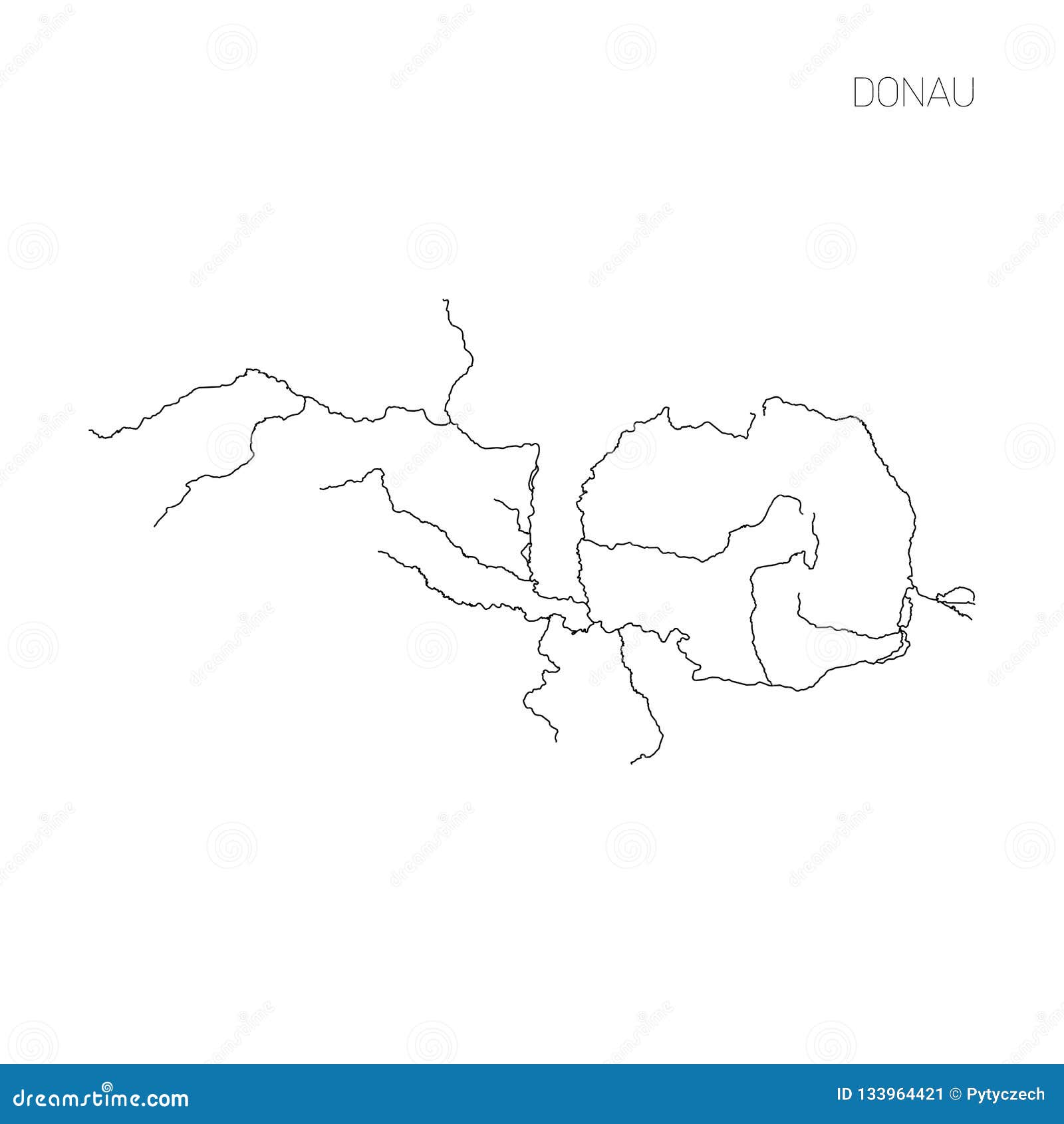 Map Of Ob River Drainage Basin. Simple Thin Outline Vector Illustration ...