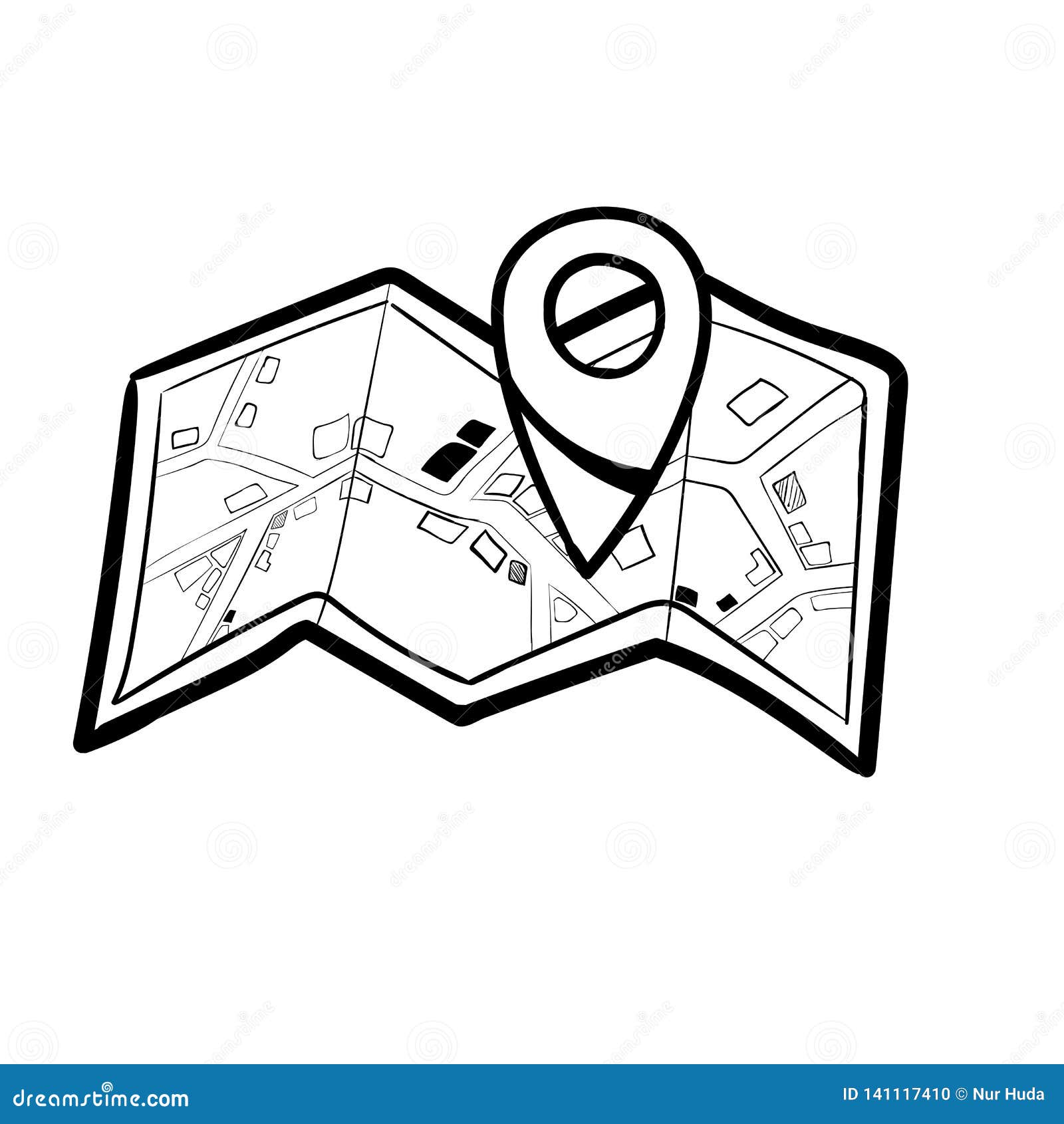 Map Doodle Icon Vector Hand Drawing Stock Illustration - Illustration ...