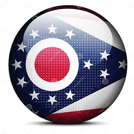 Map with Dot Pattern on Flag Button of USA Ohio State Stock Vector ...