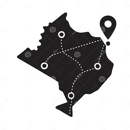 Map with dotted line route stock vector. Illustration of uncover ...