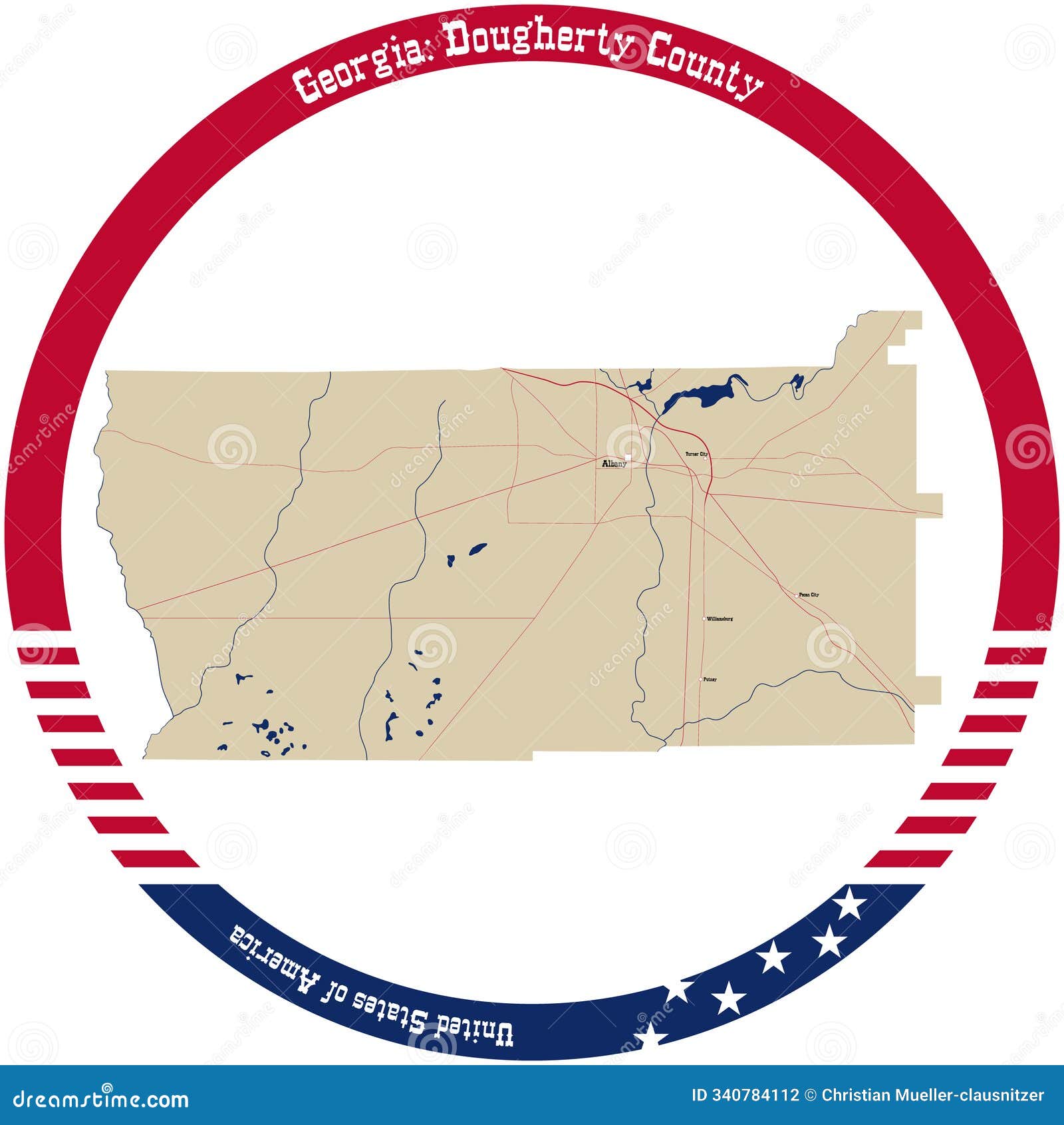 Map Of Dougherty County In Georgia Cartoon Vector | CartoonDealer.com ...