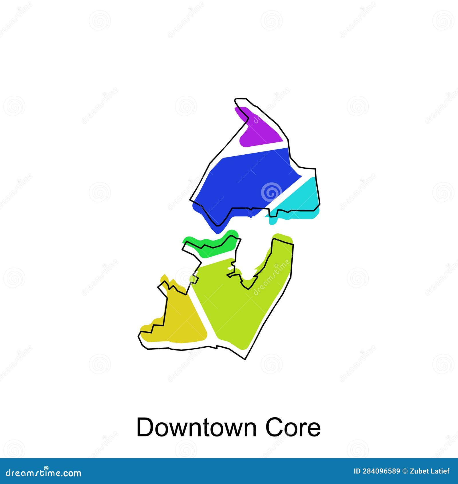 Map of Downtown Core Vector Design Template, National Borders and ...